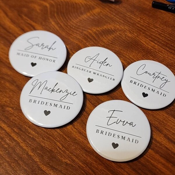 Personalized Wedding Party Name Pins, Bridal Party Pin, Bachelorette ...