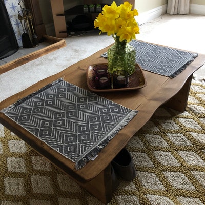 Waney / Live Edge Coffee Table Rustic Tudor Oak Solid Wood Chunky Low ...