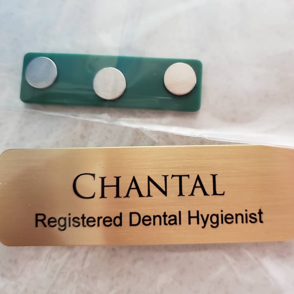 Personalized Solid Brass Wearable Magnetic Name Tags for Your Business ...