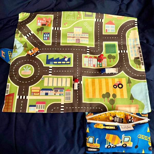 Race Track Travel Car Mat - Fold up Car Mat - Travel Toy -travel Game ...
