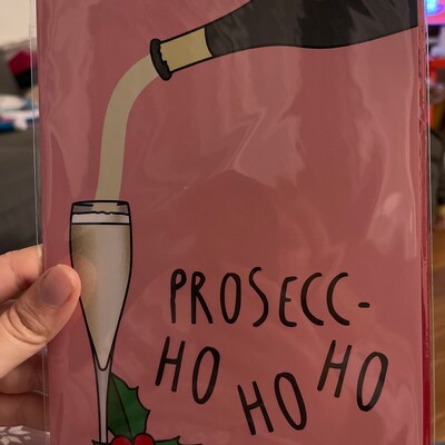 Funny Christmas Card Prosecco Alcohol Pun Christmas Card Prosecc Ho Ho ...