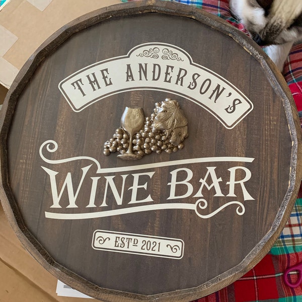 Wine Bar Barrel End Personalized Sign - Etsy
