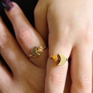 Crescent Moon Ring Bronze Crescent Moon Ring Dainty Crescent | Etsy