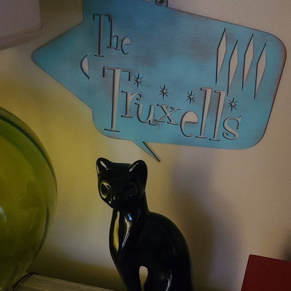 Mid Century Modern Custom Wall Art Wood, Atomic Age Sign, Custom Name ...