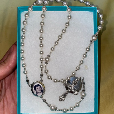 Memorial Rosary, Personalized Rosary Beads, Photo Rosary, Engraved ...