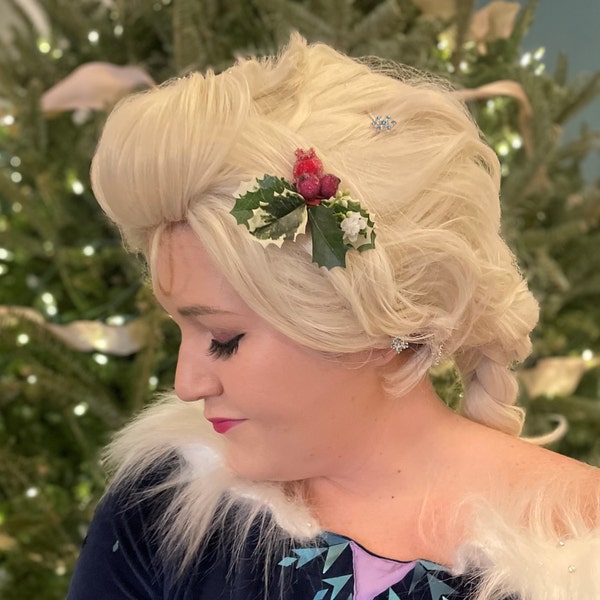 Holly Hair Pin,holly Leaves and Berries,variegated Holly Leaves,sugared ...