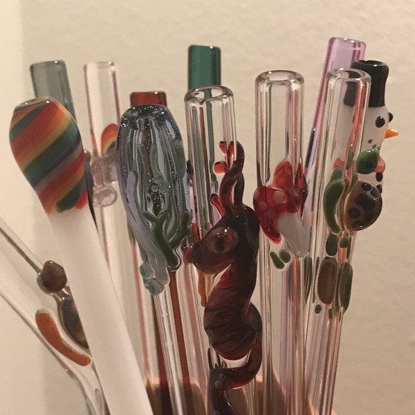 Double Mushroom GLASS STRAW - Boba Straws | Smoothie Straws | Thin ...