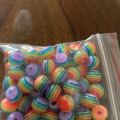 Rainbow Beads, Resin Beads, Colorful Striped Beads, Rainbow Beads, 6mm ...