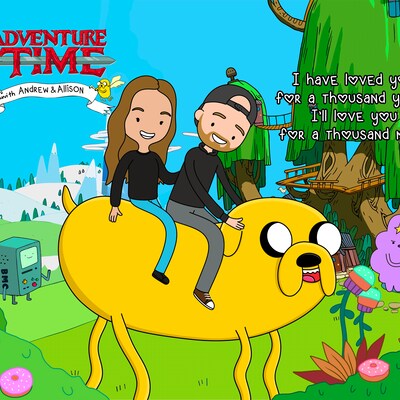 Custom Adventure Time Cartoon Portrait Illustration, Couple Family ...