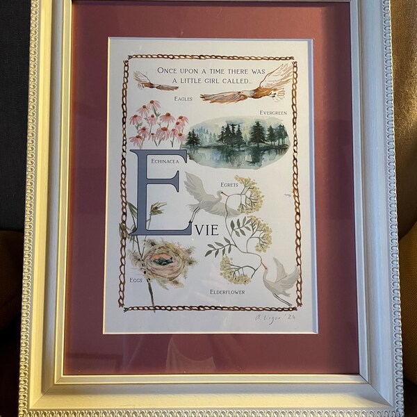 P A4 Personalised Baby Name Illustration Letter - Etsy