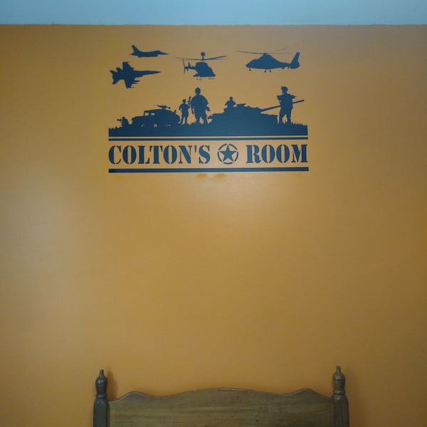 CUSTOM Personalized Name Boy Room Military Wall Decal Sticker Mural ...