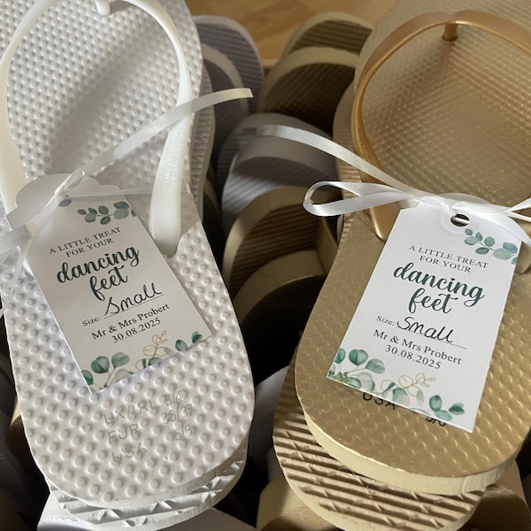 30 X Dancing Feet Tags / Flip Flop Wedding Favour / Personalised ...