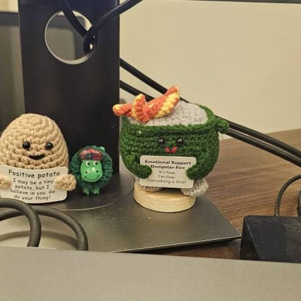 Emotional Support Dumpster Fire,burning Trash Can, Crochet Trash Can,i ...