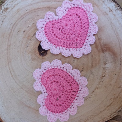 CROCHET PATTERN Easy Heart Coaster Crochet Pattern Cute Valentine's Day ...