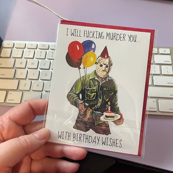 Funny Jason Birthday Card, Horror Movie Theme Birthday, 80s Pop Culture ...