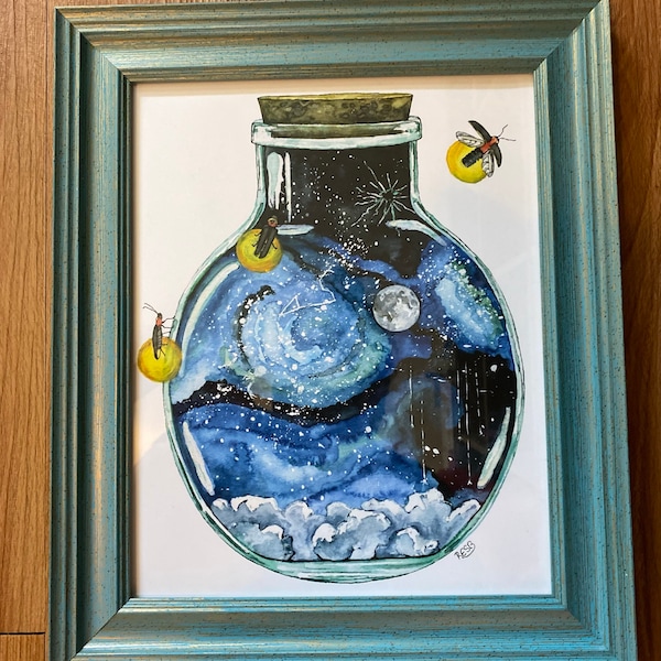 Galaxy Painting, Watercolor Painting, Night Sky, Bottle, Galaxy, Stars ...