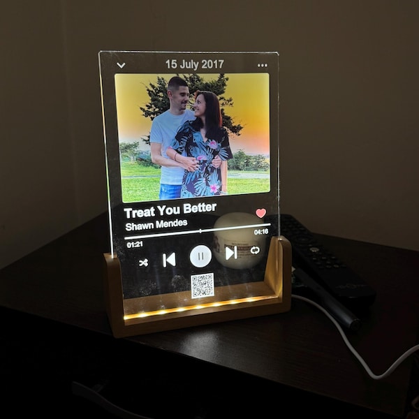 Music Photo Name Night Light, Custom Photo Music Plaque, Personalized ...