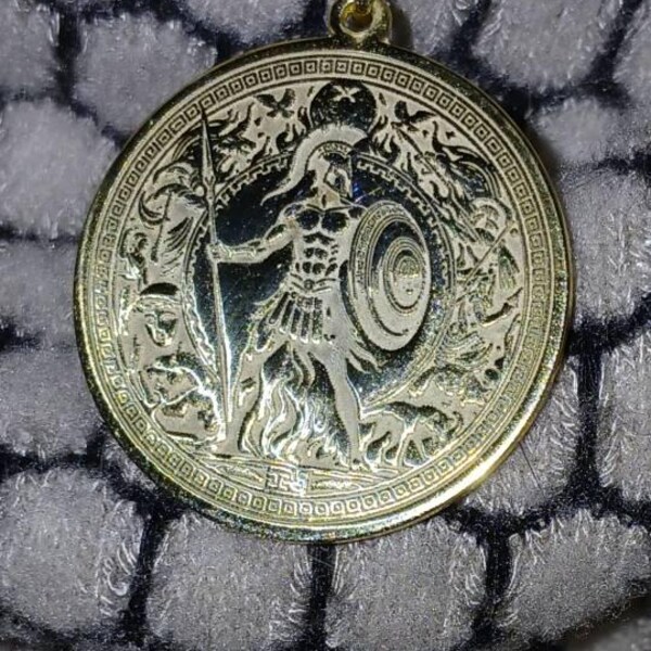 Ares Medallion: Engraved Greek God of War Pendant, Sterling Silver or ...