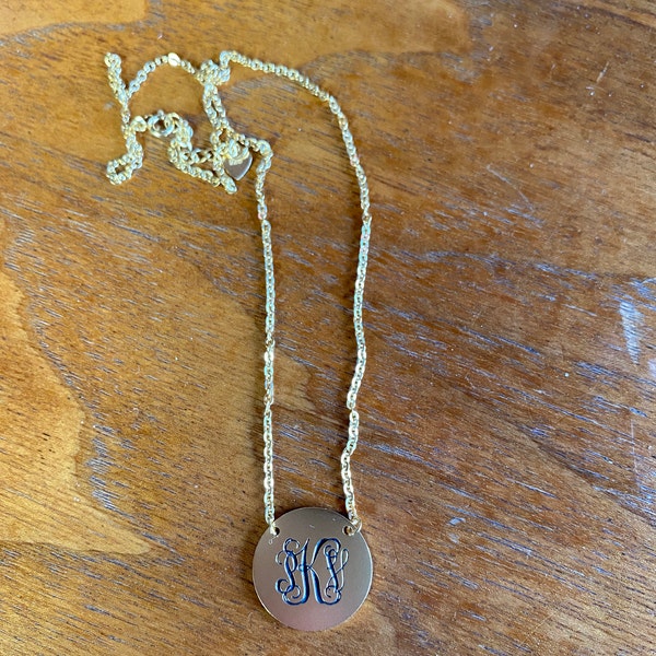 Monogram Disc Necklace - Personalized Monogram Necklace - Dainty ...