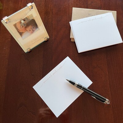 Script Personalized Stationery Cards Set, Flat Notecards, Personalized ...