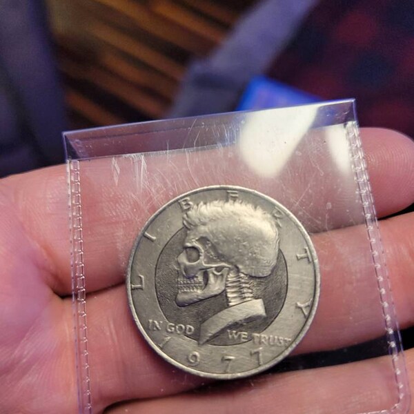 Hobo Nickel Skull by M.J. Petitdemange Engraved 90% Silver JFK Coin ...