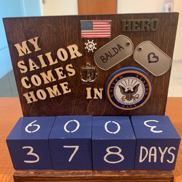 US Navy Sailor Military Countdown Calendar, Deployment Gift, Welcome ...