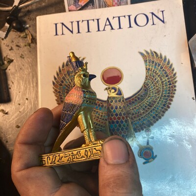 Vintage Golden Horus Mini Statue Ancient Egyptian God Horus With ...