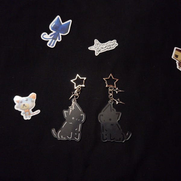 Digital Kitty Ascii Star Keychain - Etsy