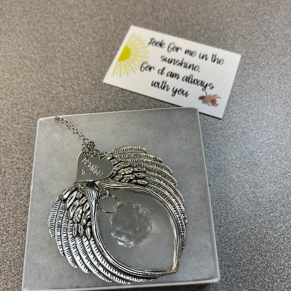 Sun Catcher Sympathy Gift, Poem Card Memorial Suncatcher, Wing Sympathy ...