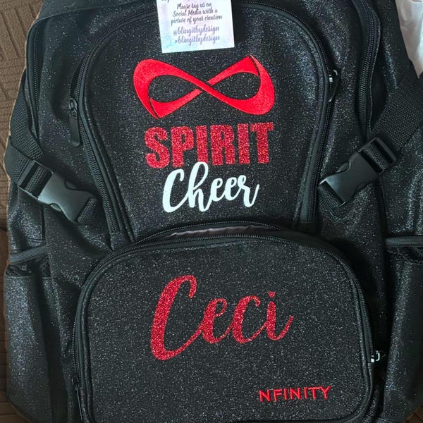 Black Sparkle Personalized Chasse Glitter Backpacks - Choose Cheer ...