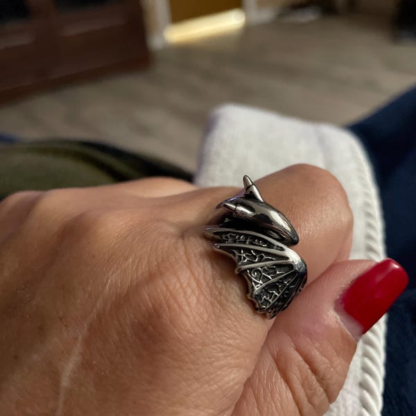 Gothic Runes Viking Engraved Ring, Dimple Encaved Pattern Ring, Black ...