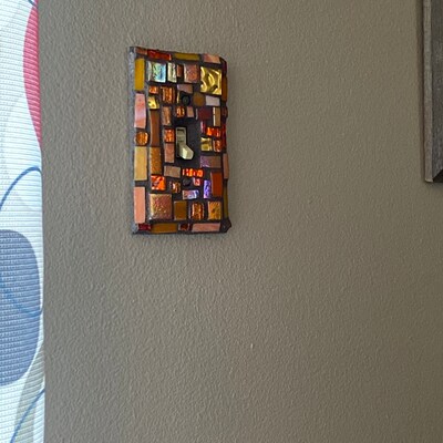 Mosaic Light Switch Cover Plate Stained Glass Orange Red Light Outlet ...