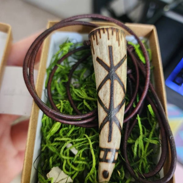 Protection Bindrune Antler Pendant Viking Rune - Etsy