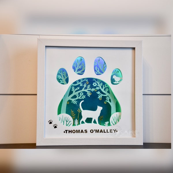 Cat Paw Shadow Box SVG, 3d Papercut SVG, Layered Paper Art Template ...