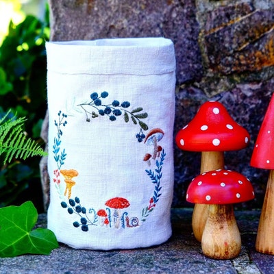 Enchanted Forest Mushrooms Border Machine Embroidery Design, Instant ...