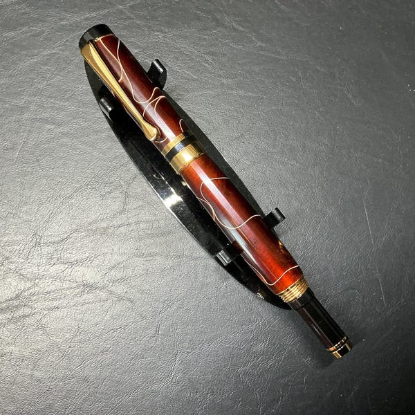 Cholla Wood Turn Pen Hand Crafted Custom Rollester Pen With Gold Epoxy ...