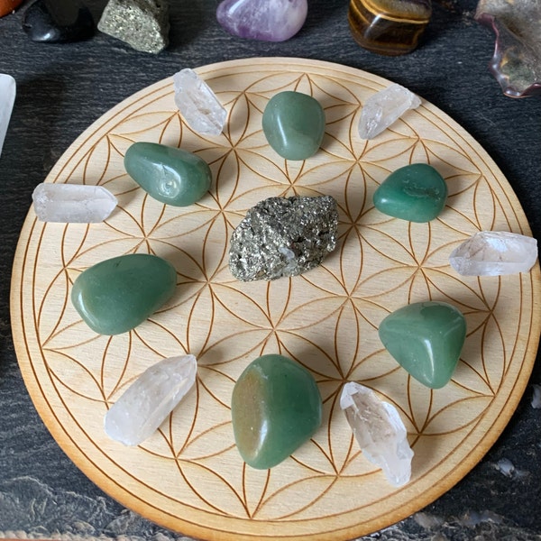 Abundance and Good Fortune Crystal Grid Kit Flower of Life Reiki ...