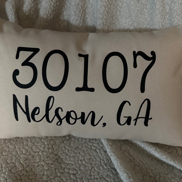 Personalized Zip Code Pillow/coordinates Pillow/farmhouse Pillow Cover ...