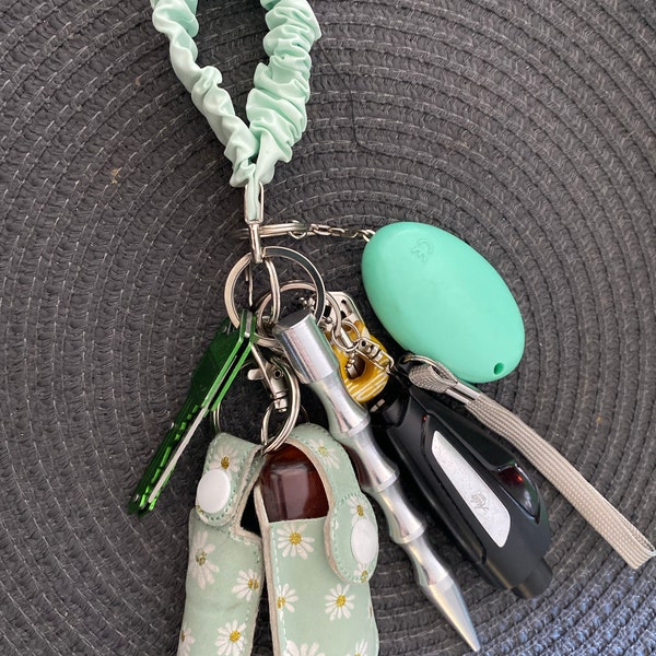 Waterproof Scrunchie Wristlet Keychain Keyring Keyfob | Silver Hardware ...