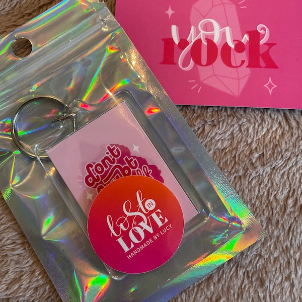 Positive Keyring - Hand Lettered, Typographic Keyring, Inspirational ...