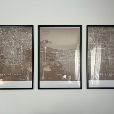 Custom Map, Minimalist Map Print, Personalized Map Print, Set of 3 Wall ...