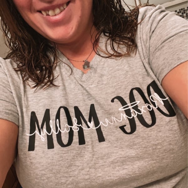 Dog Mom Shirt With Script Font Pet Names - Hearts and Personalized Pet ...