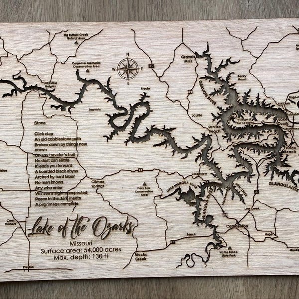 Digital File PDF, SVG - Lake of the Ozarks Missouri Map Bathymetric Depth Layers SVG File ...