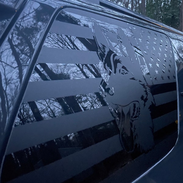 4runner Side Window Decals. American Flag With German Shepherd Dog Head ...
