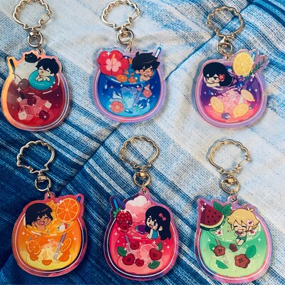 OMORI Charms OMORI Keychains Beach Set Aubrey Charm, Kel Charm, Hero ...