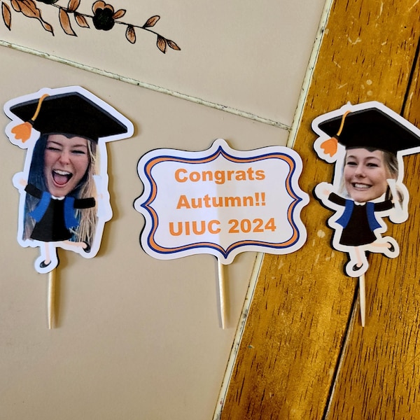 Graduation Photo Cupcake Toppers | Custom Photo Face Cupcake Toppers ...