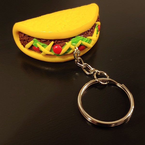 Taco Keychain - Food Keychain - Polymer Clay Keychain - Taco Key Ring ...