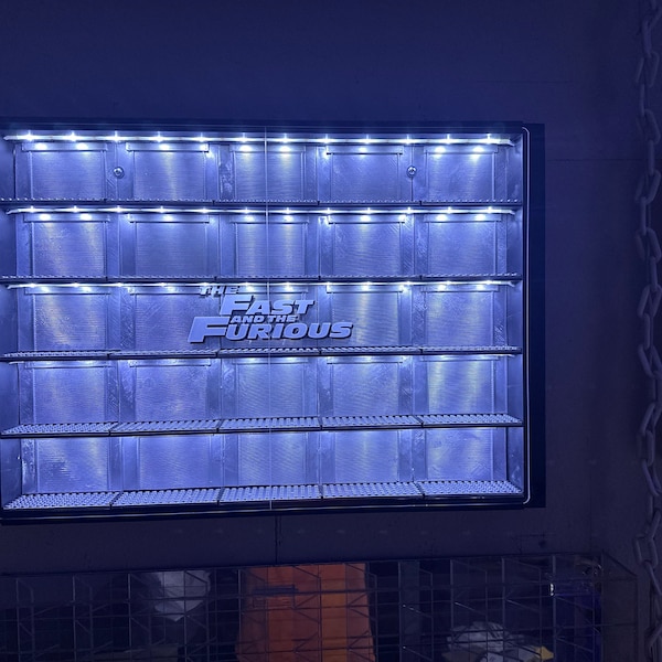 Custom Graded Card Display Case LED Lights Wall Cabinet Holds 14 Slabs ...