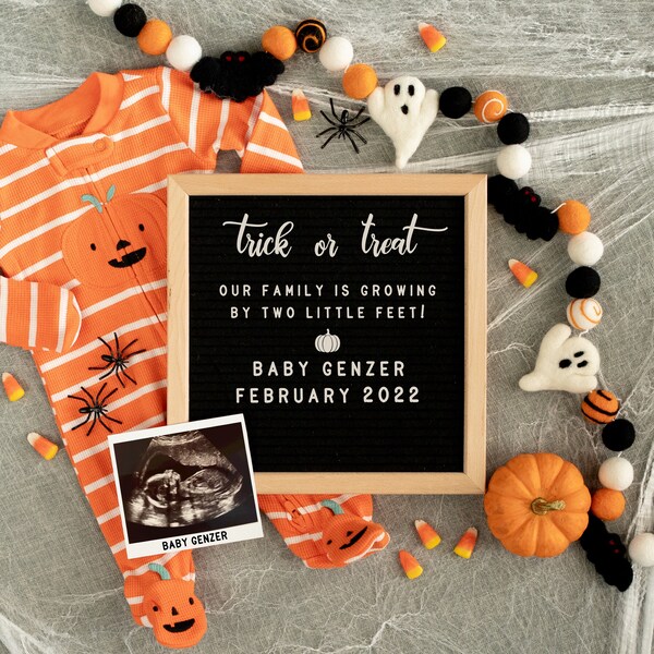 Editable Halloween Pregnancy Announcement, Pumpkin Pregnancy ...