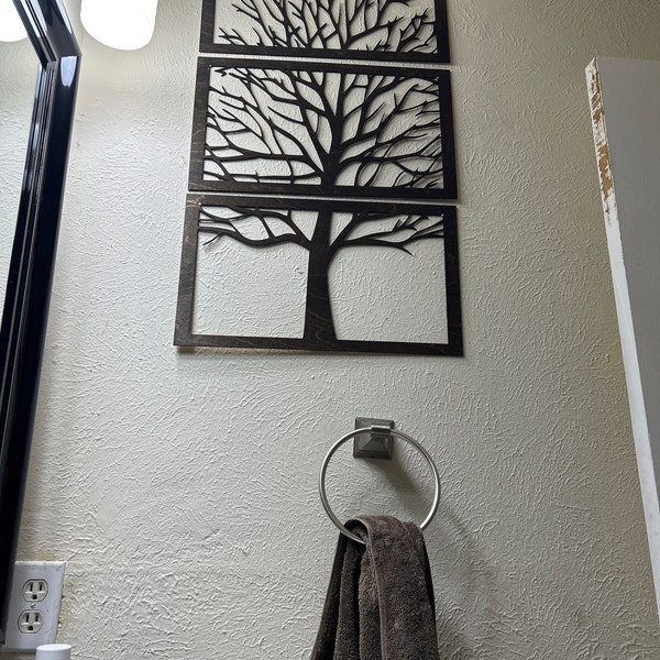 Tree Wall Art, 3 Horizontal Orientation Intricate Panels in Multiple ...